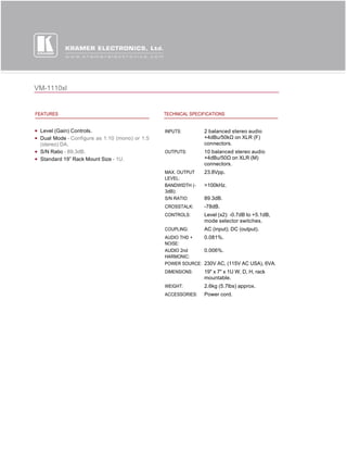 Kramer VM-1110XL | PDF