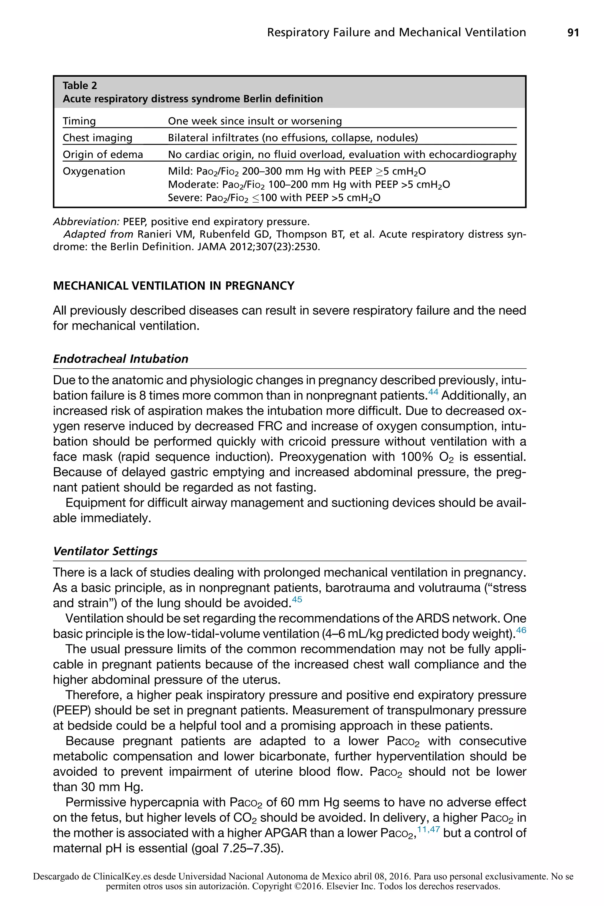 Ventilación Mecánica en la paciente obstétrica | PDF