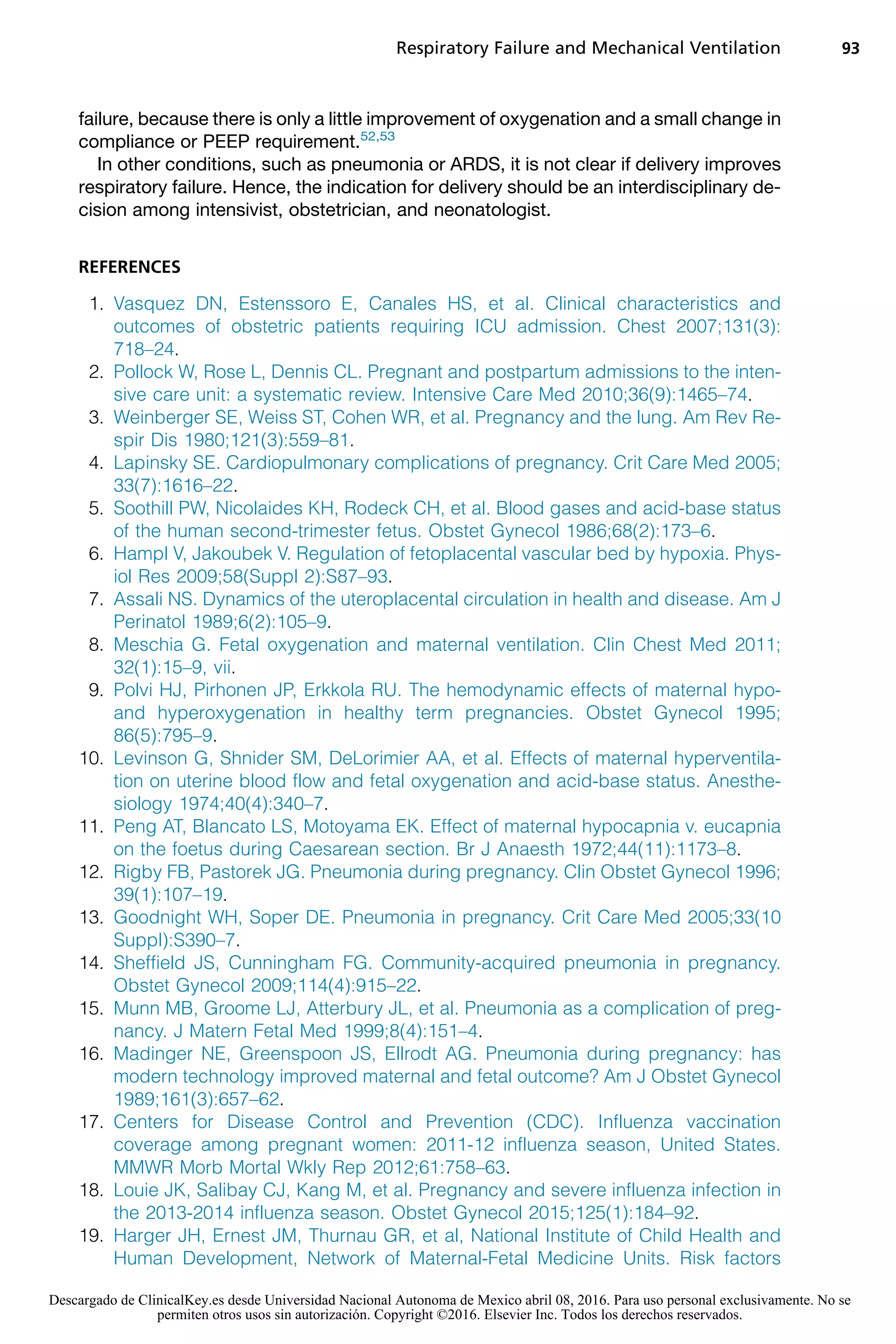 Ventilación Mecánica en la paciente obstétrica | PDF
