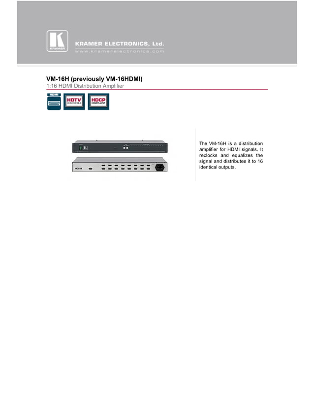 Kramer VM-16H | PDF