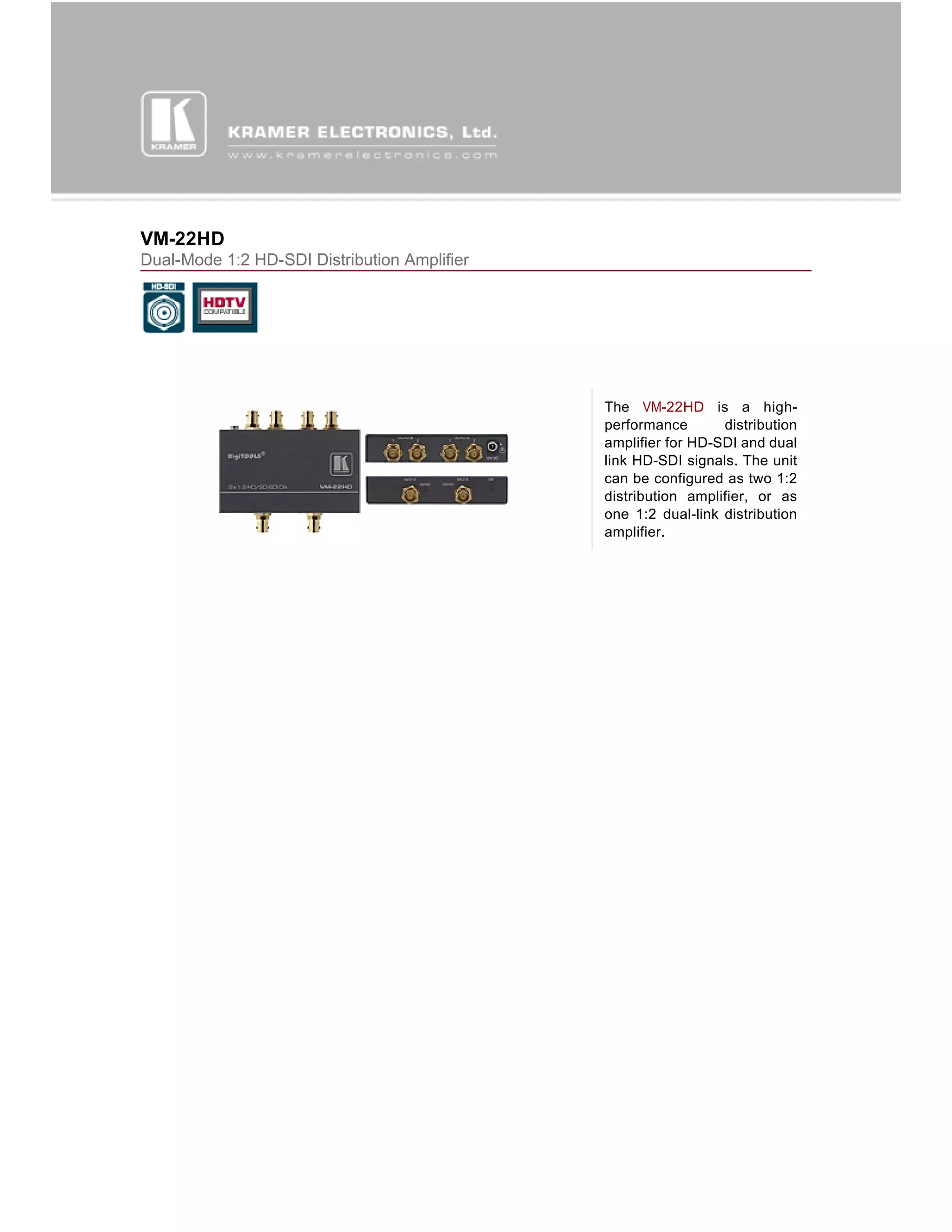 Kramer VM-22HD | PDF