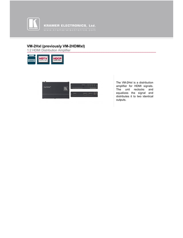 Kramer VM-2-HXL | PDF | Digital Audio | Computer Software and Applications