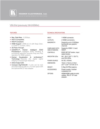 Kramer VM-2-HXL | PDF | Digital Audio | Computer Software and Applications