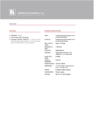 Kramer VM-3AN | PDF