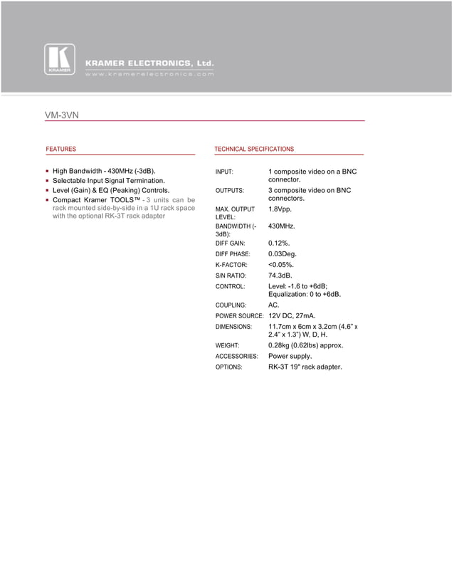 Kramer VM-3VN | PDF | Digital Audio | Computer Software and Applications