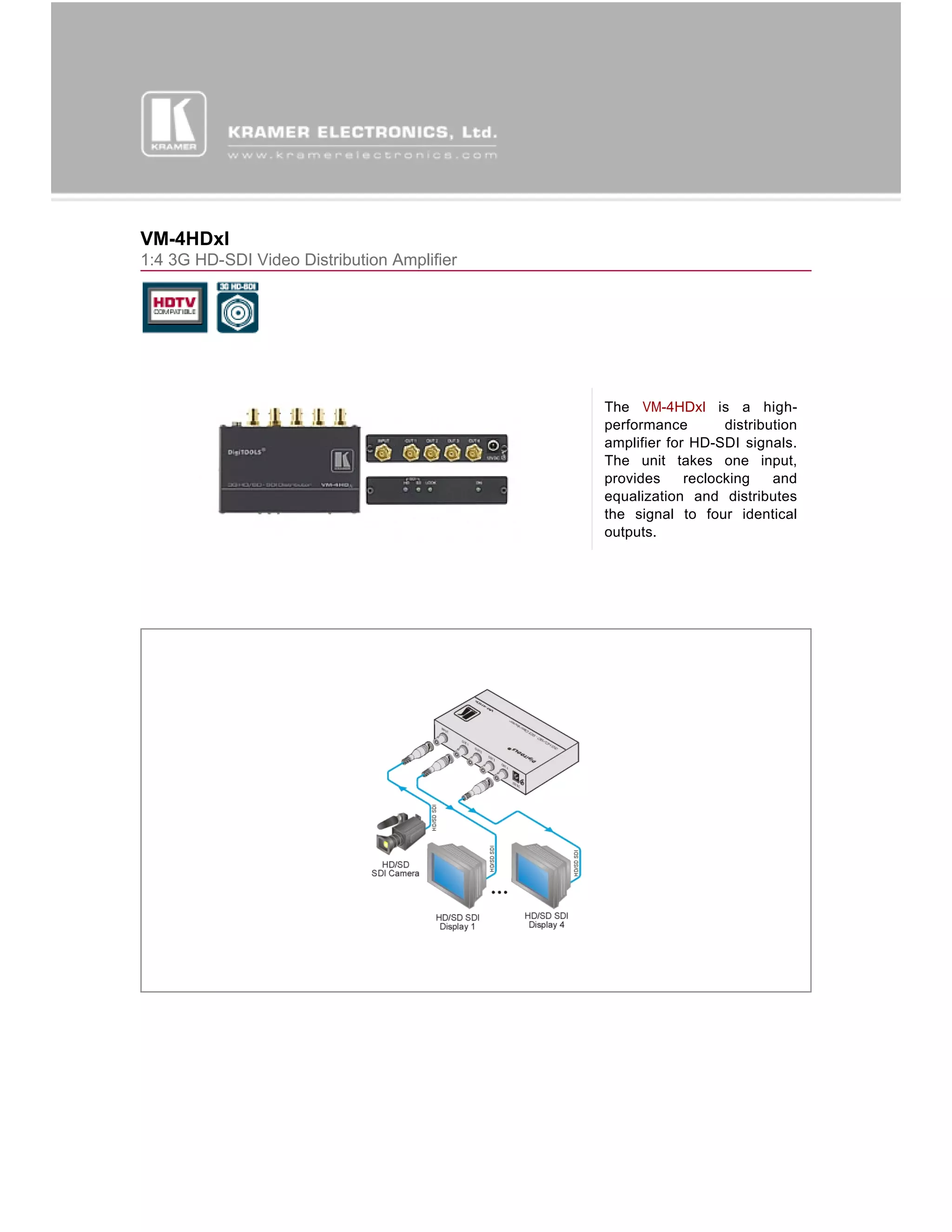 Kramer VM-4-HDXL | PDF