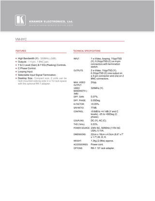 Kramer VM-9YC | PDF