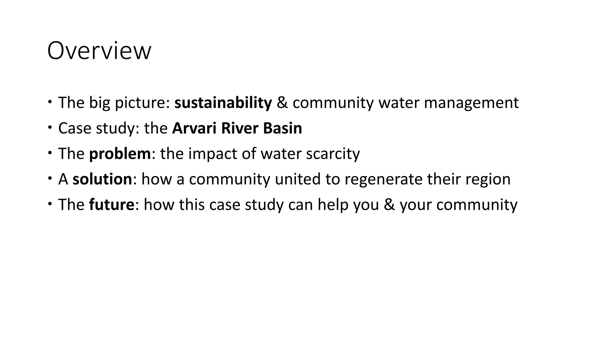 Community Water Management: Arvari Basin, India | PPTX