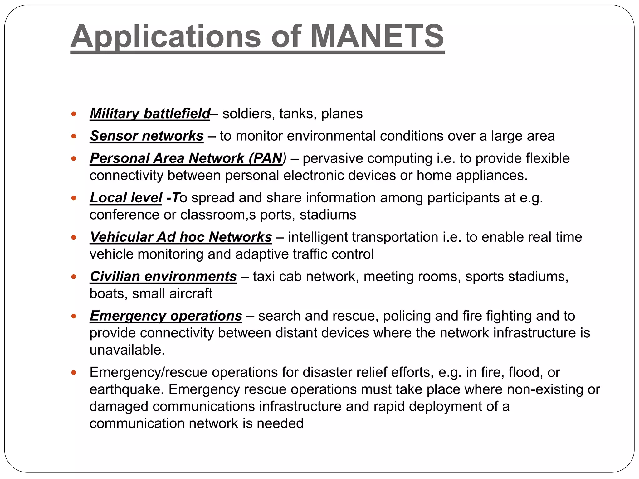 MOBILE COMPUTING MANETS,ROUTING ALGORITHMS | PPTX | Computer Networking | Computing