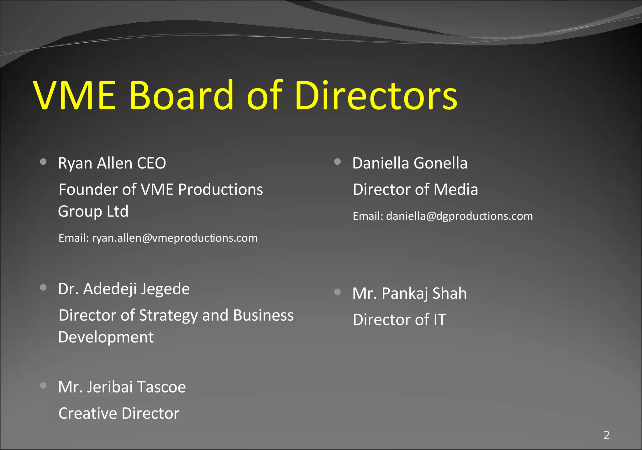 Vme Productions Presentation | PPT