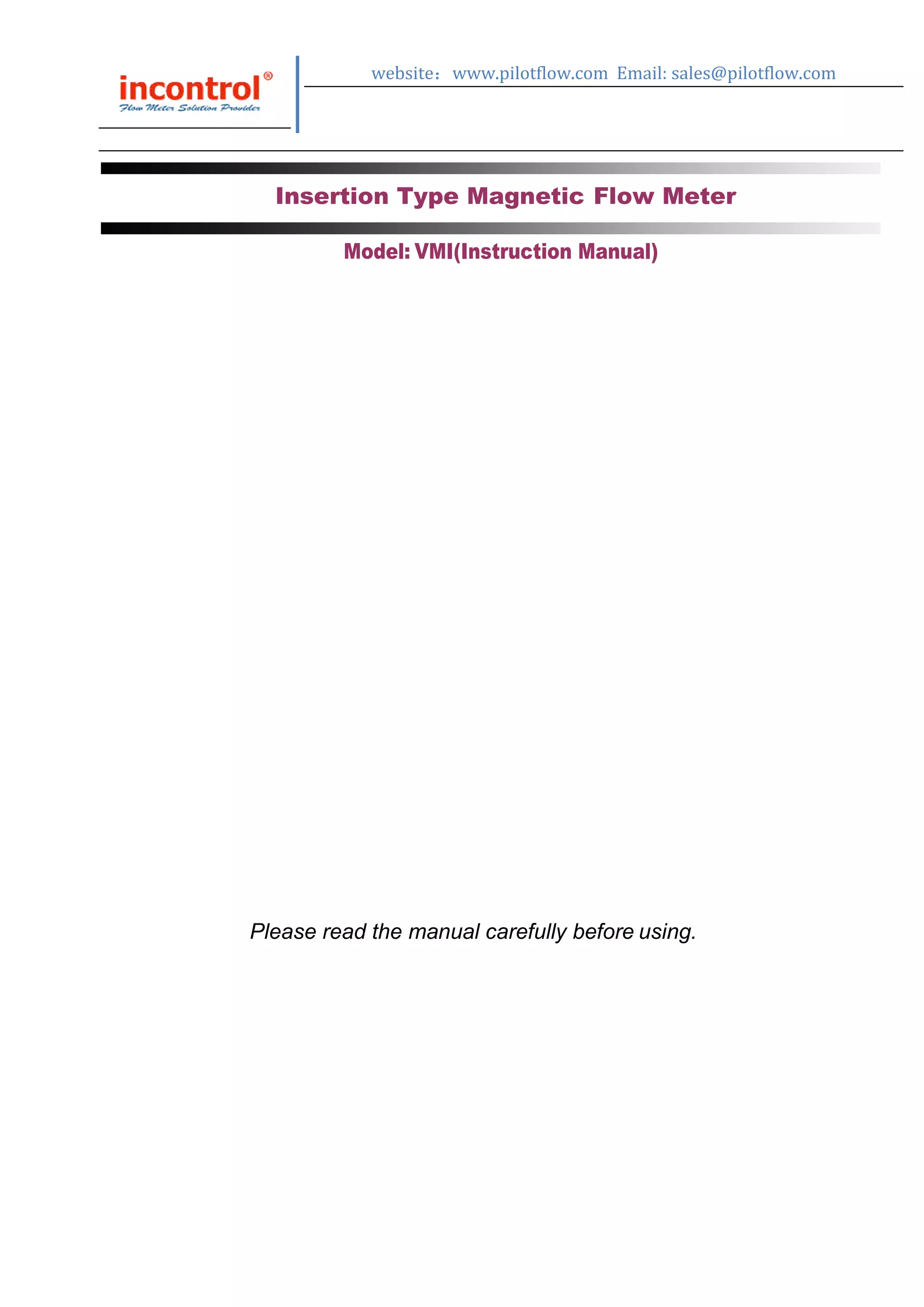 Vmi insertion type electromagnetic flow-meter instruction manual | PDF