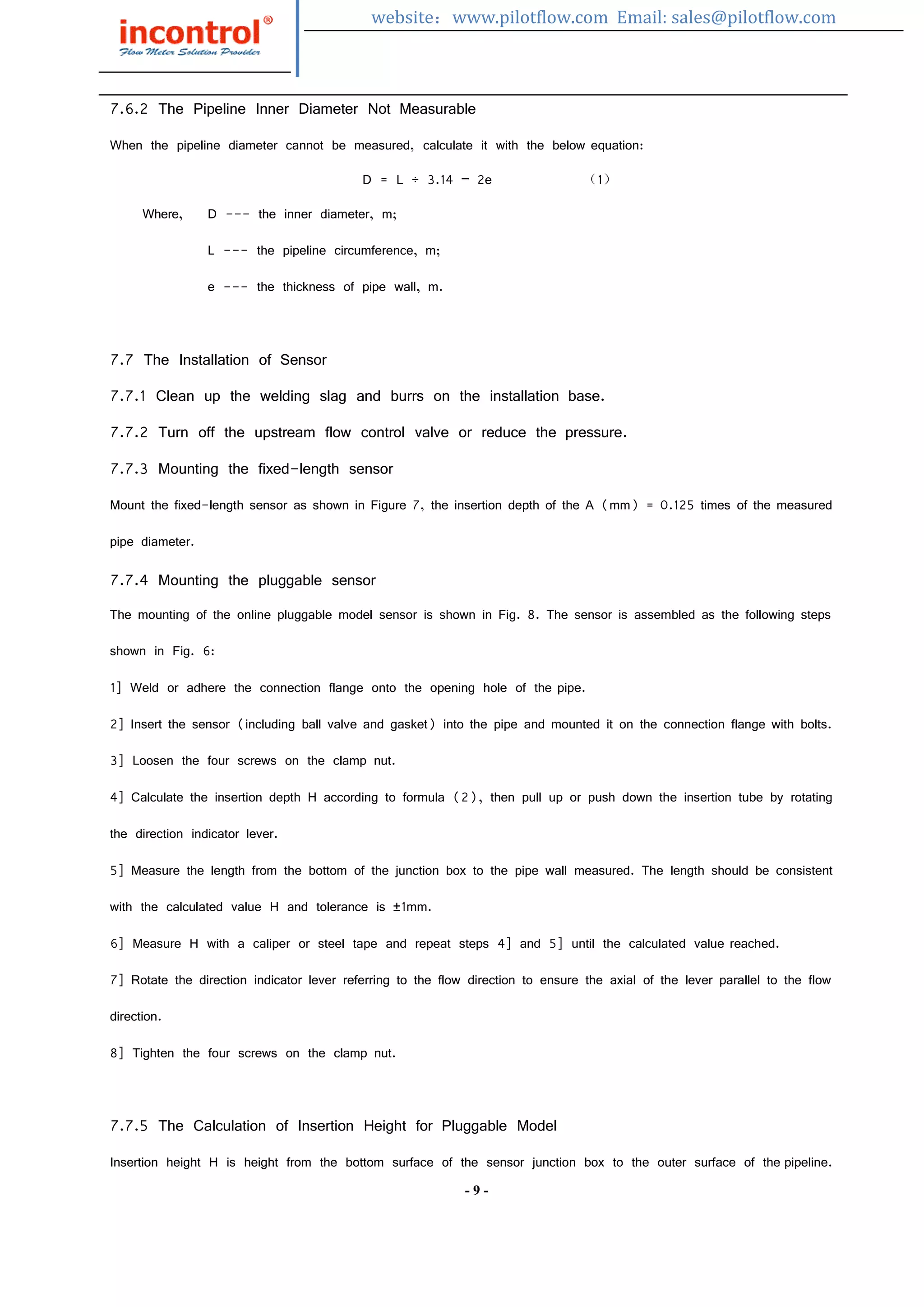 Vmi insertion type electromagnetic flow-meter instruction manual | PDF