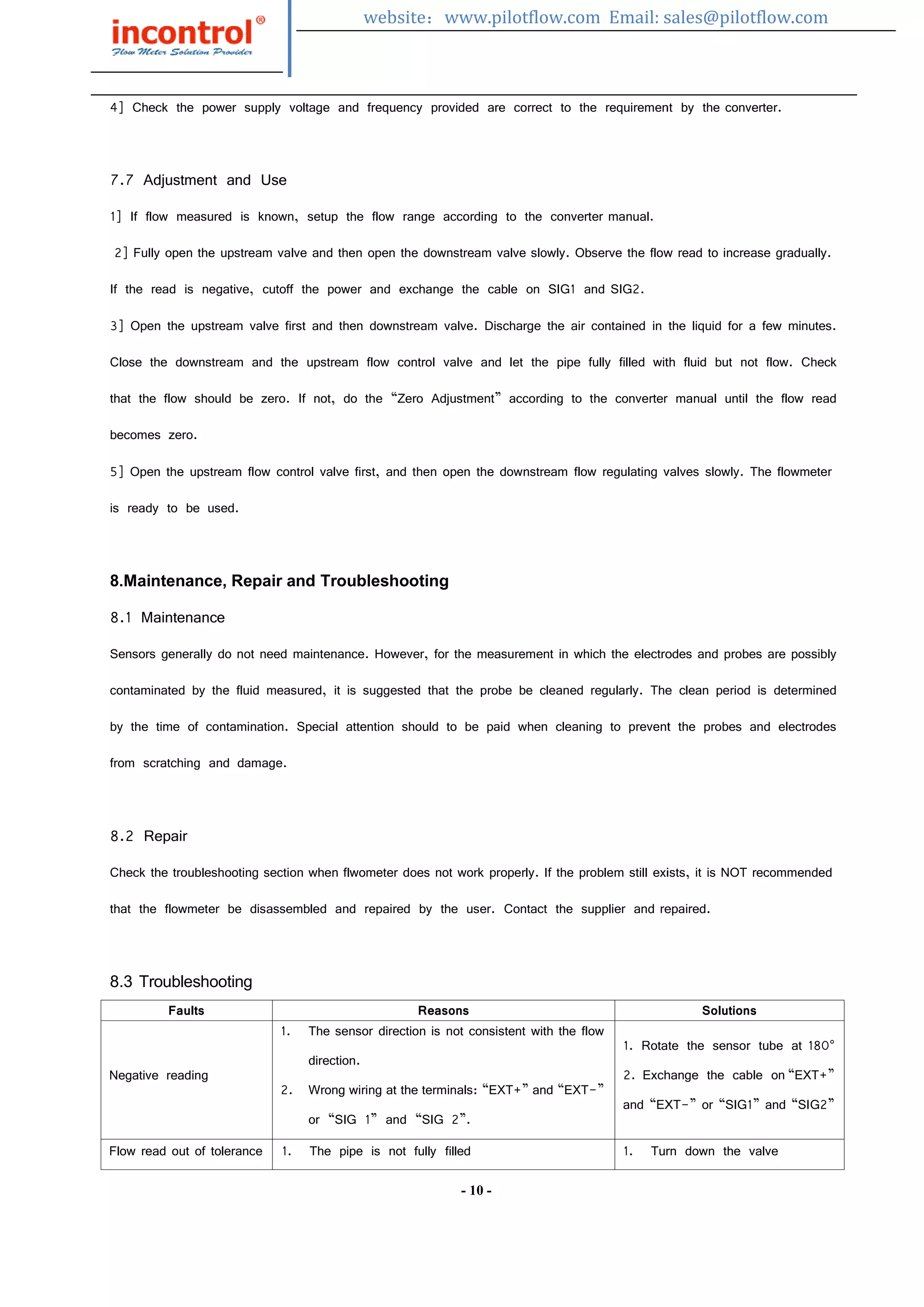 Vmi insertion type electromagnetic flow-meter instruction manual | PDF