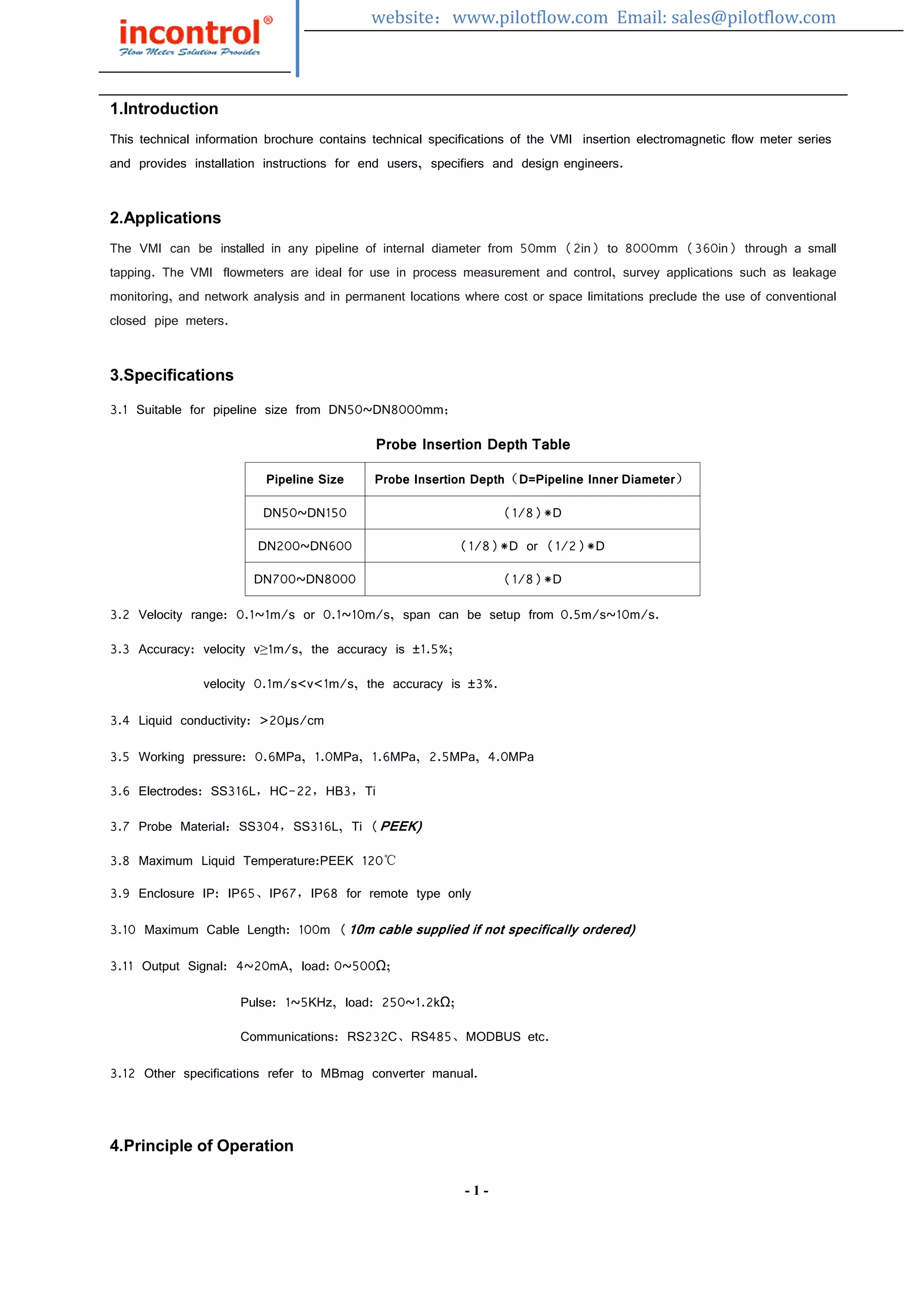 Vmi insertion type electromagnetic flow-meter instruction manual | PDF