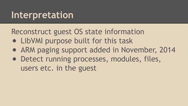 Virtual Machine Introspection with Xen on ARM | ODP | Operating Systems | Computer Software and ...