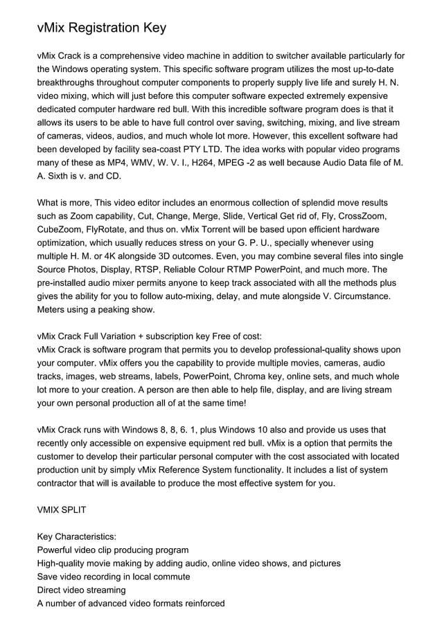 vMix Registration Key | PDF