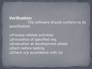 verification vs validation(v & v model) | PPTX
