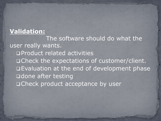 verification vs validation(v & v model) | PPTX | Computer Software and Applications | Computing