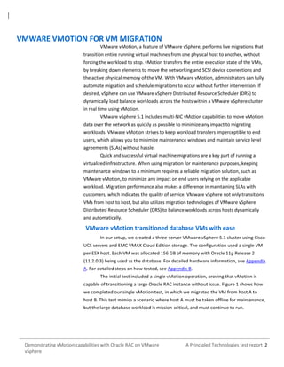 Demonstrating vMotion capabilities with Oracle RAC on VMware vSphere | PDF