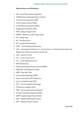 VALIDATION MASTER PLAN | PDF