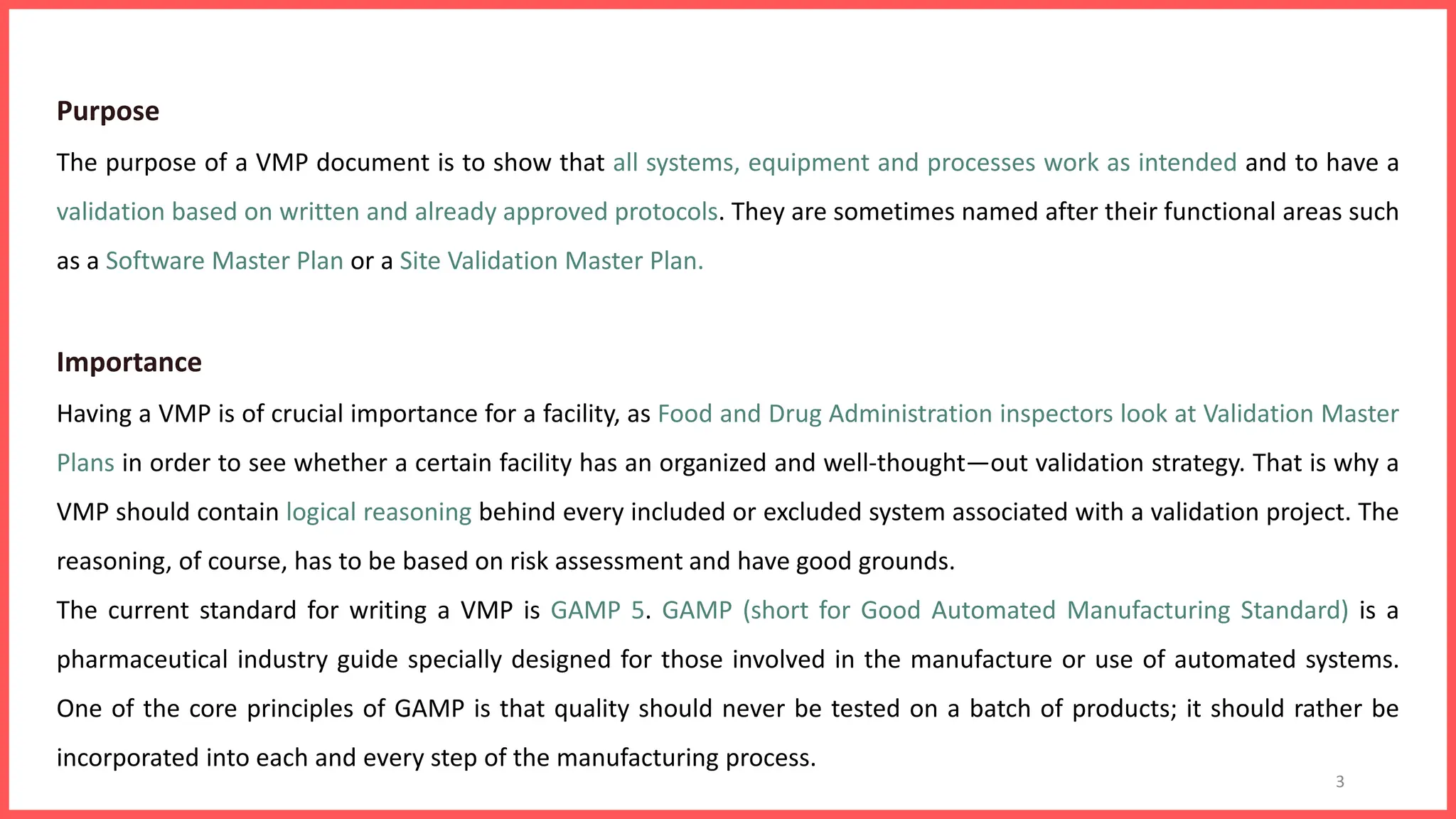 Validation Master Plan Modern Pharmaceutics | PPTX