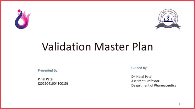 Validation Master Plan Modern Pharmaceutics | PPTX