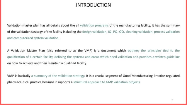 Validation Master Plan Modern Pharmaceutics | PPTX