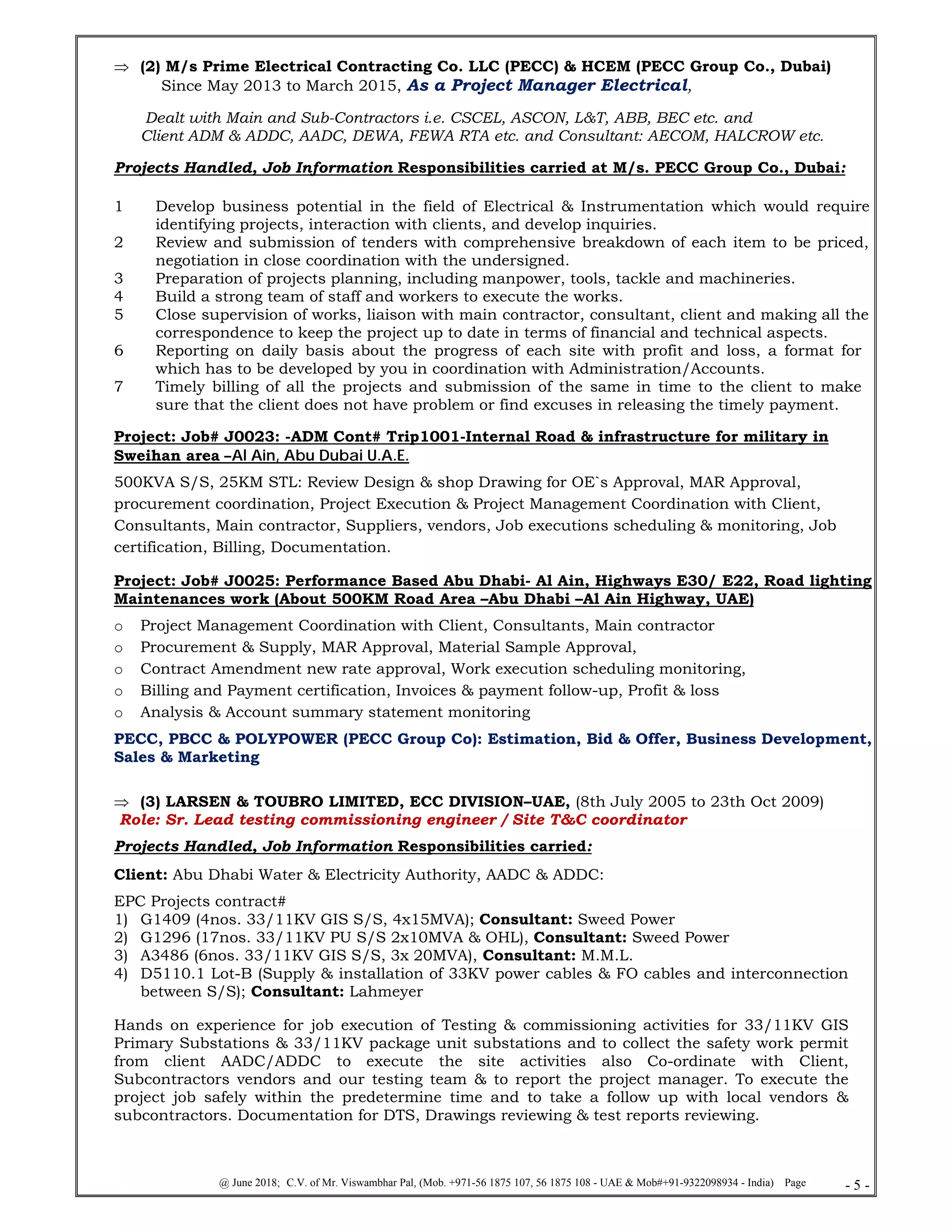 Vmp cv_ june` 2018 | PDF