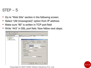 VMukti IIS Configuration during server installation For V1034 to V1038 | PPT