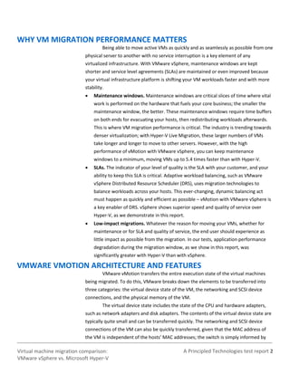 VMware vSphere vMotion: 5.4 times faster than Hyper-V Live Migration | PDF