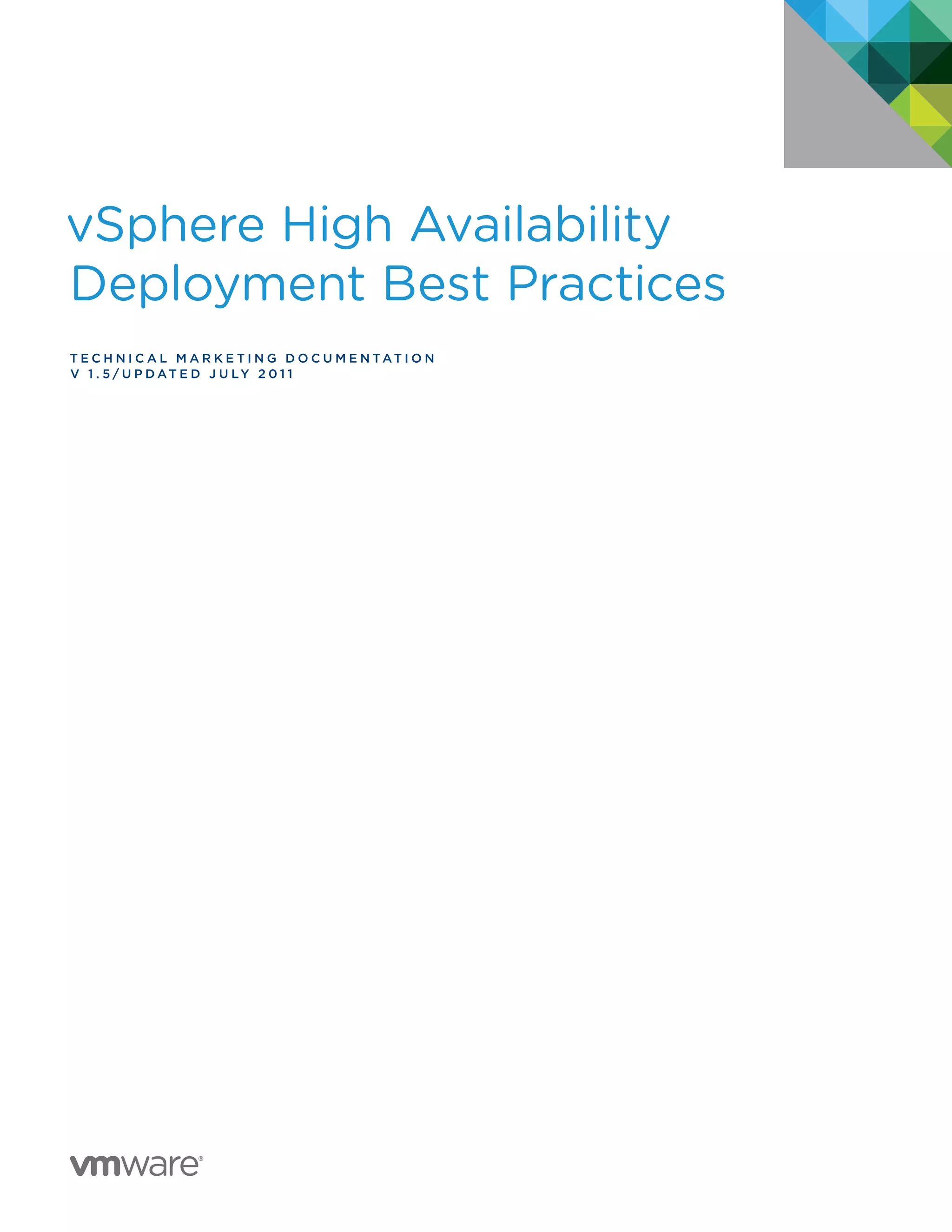 Vmw vsphere-high-availability | PDF | Web Hosting | Internet