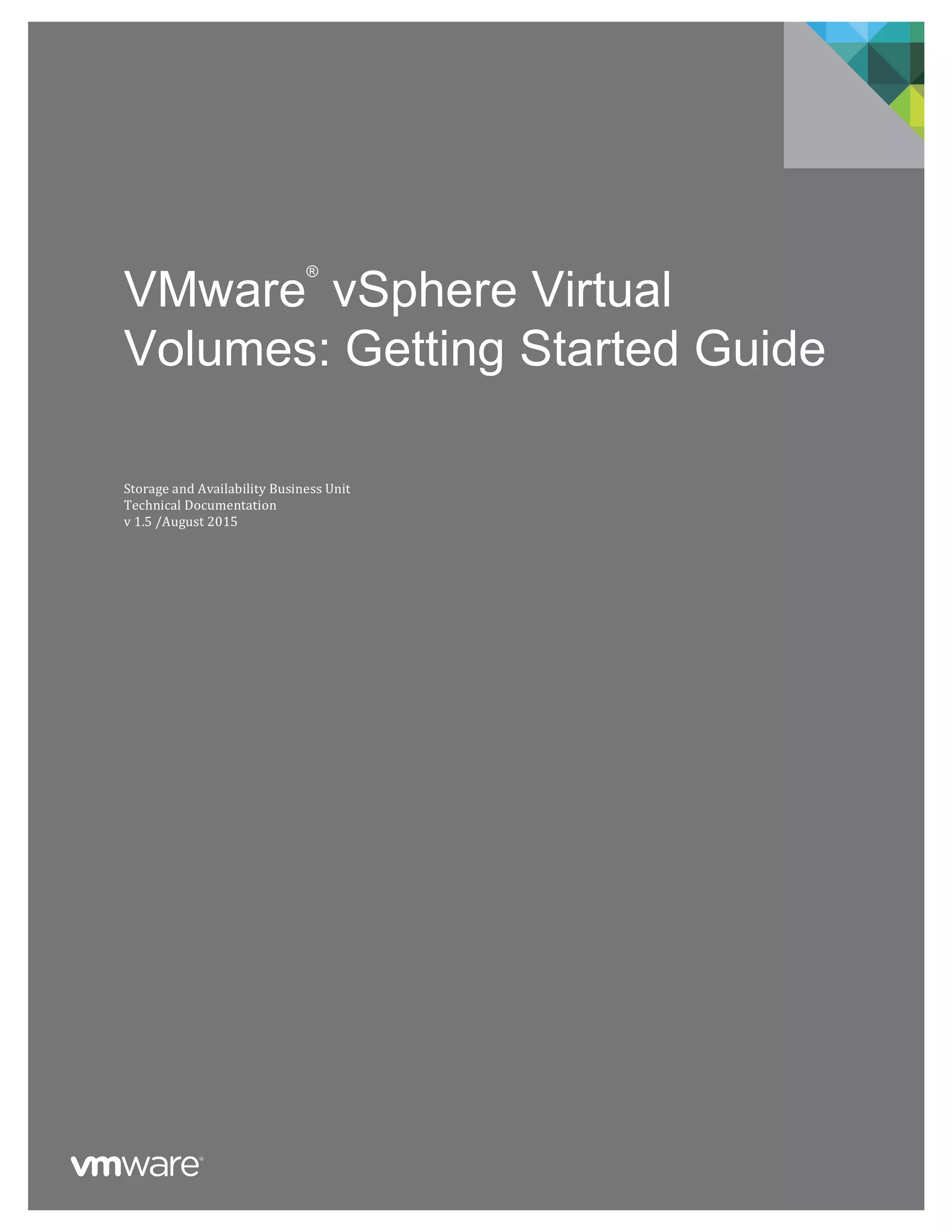VMware vSphere Virtual Volumes: Getting Started Guide | PDF