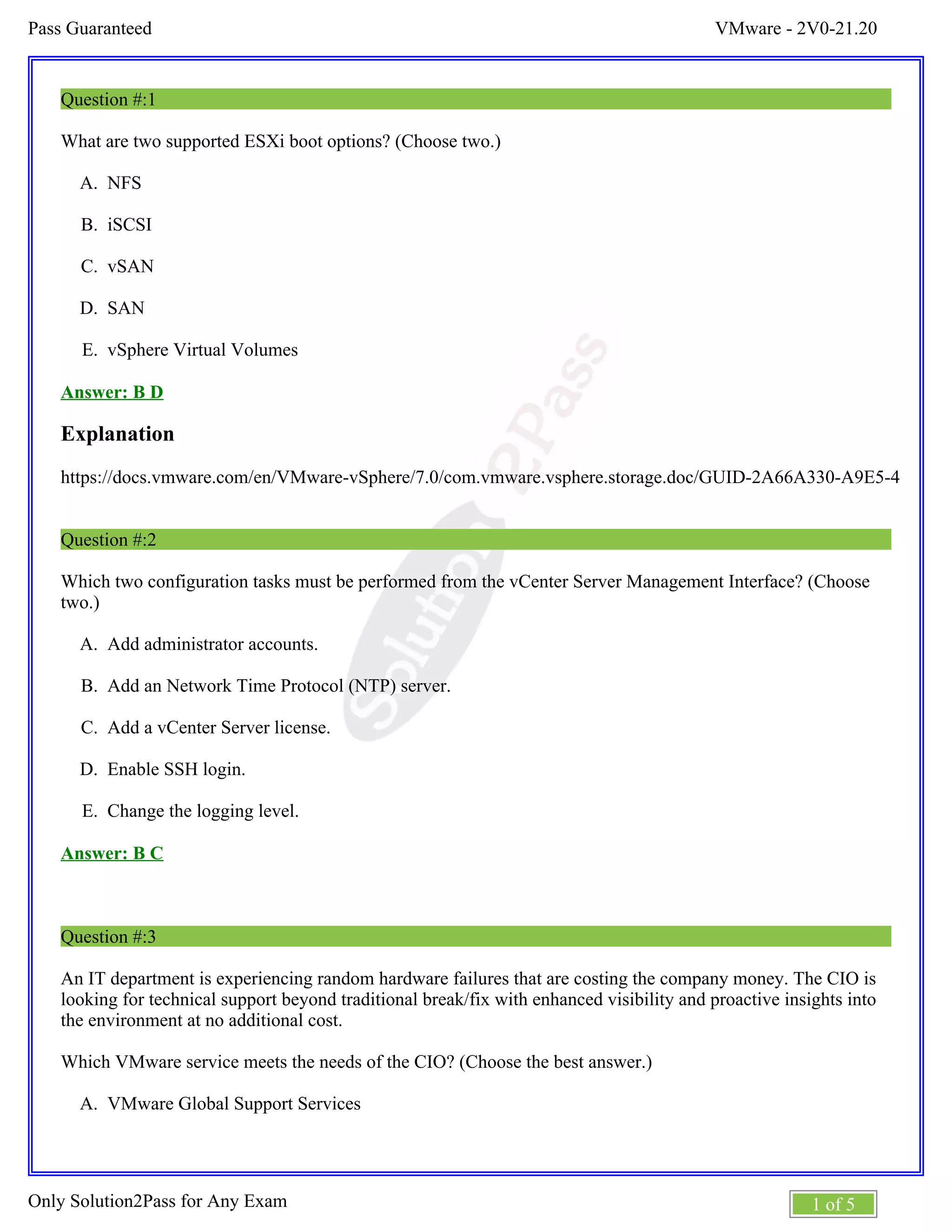 VMware 2V0-21.20 Practice Test | PDF