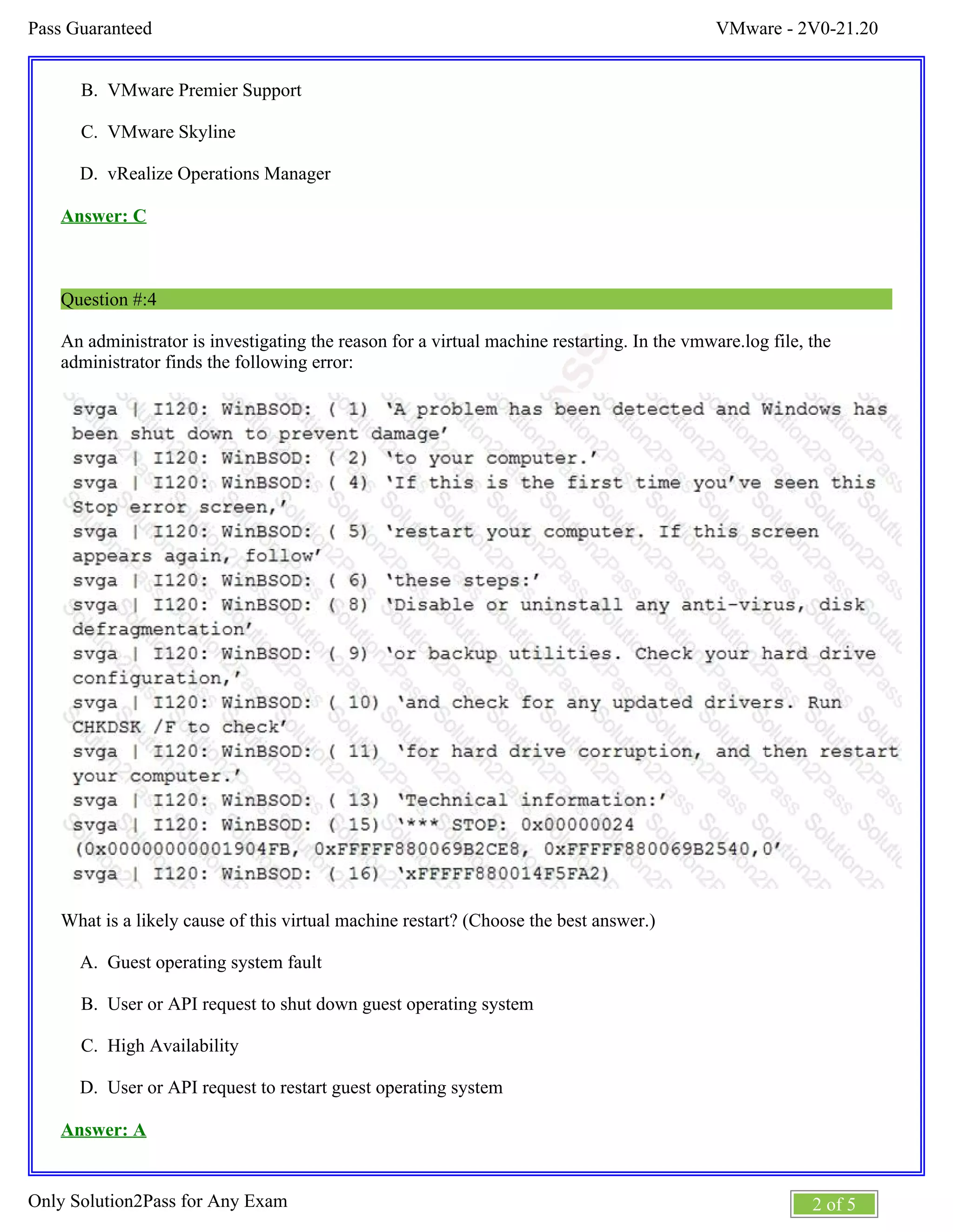 VMware 2V0-21.20 Practice Test | PDF
