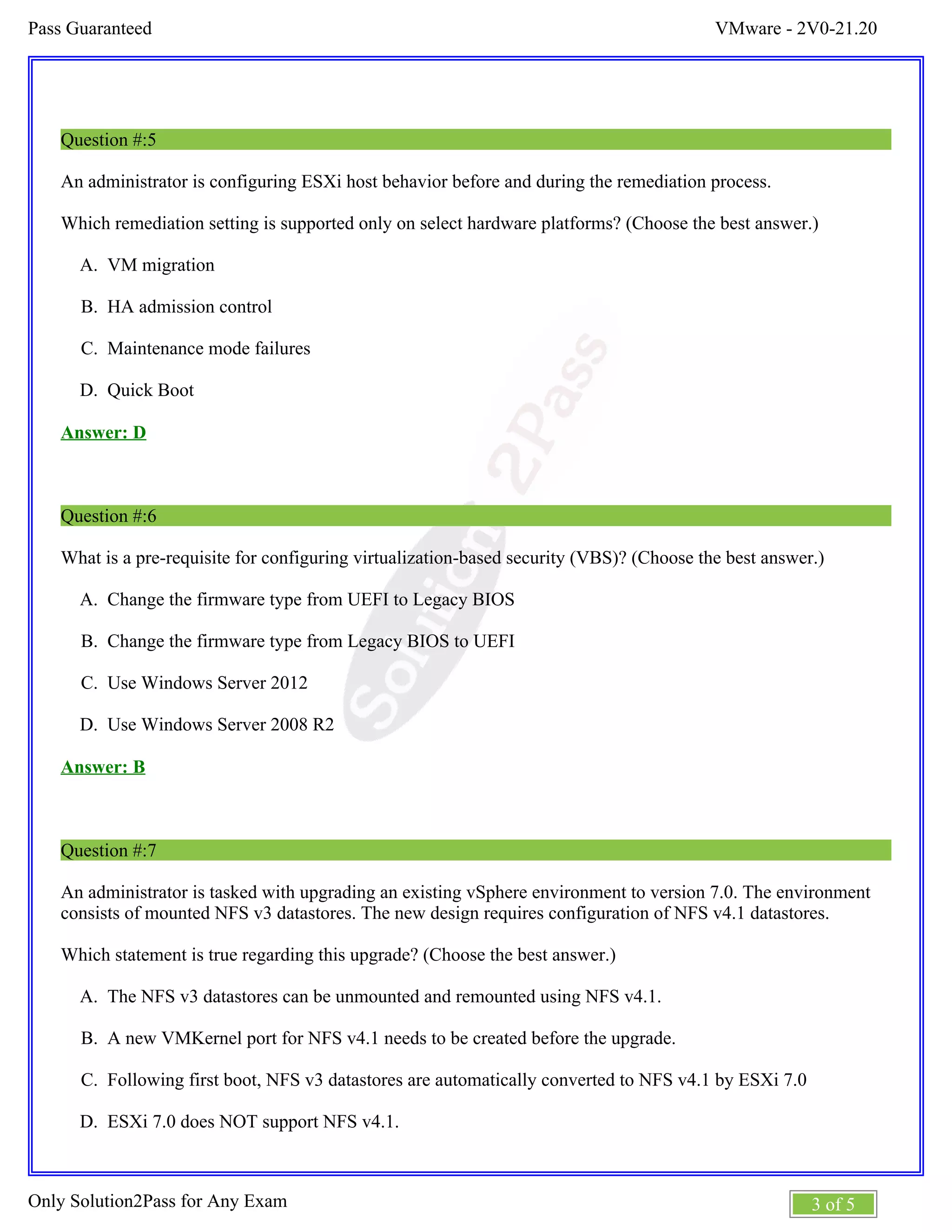 VMware 2V0-21.20 Practice Test | PDF