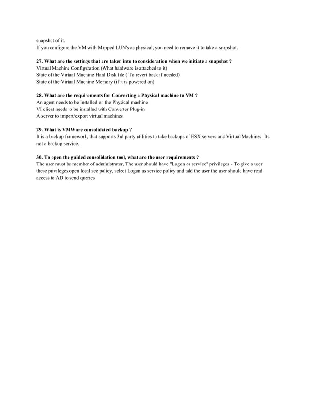 V mware admin interview questions | PDF | Operating Systems | Computer Software and Applications