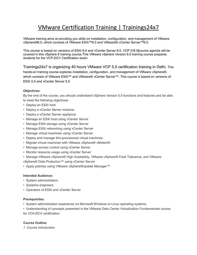 V mware certification training pdf | PDF