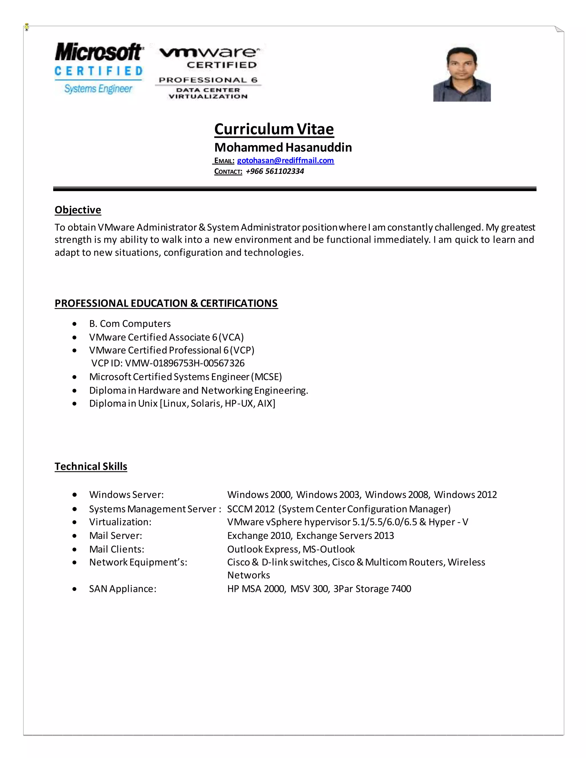 V mware cv (2) | PDF