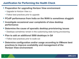 V mware desktop virtualization health check service | PPTX
