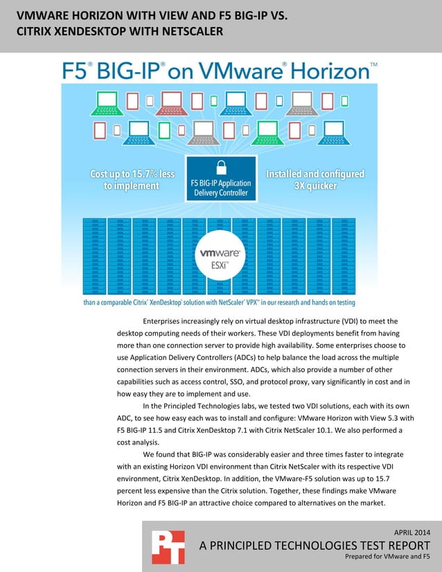 VMware Horizon with F5 BIG-IP vs. Citrix XenDesktop with Citrix NetScaler | PDF