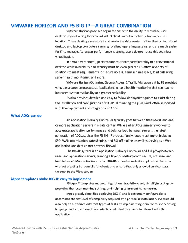 VMware Horizon with F5 BIG-IP vs. Citrix XenDesktop with Citrix ...