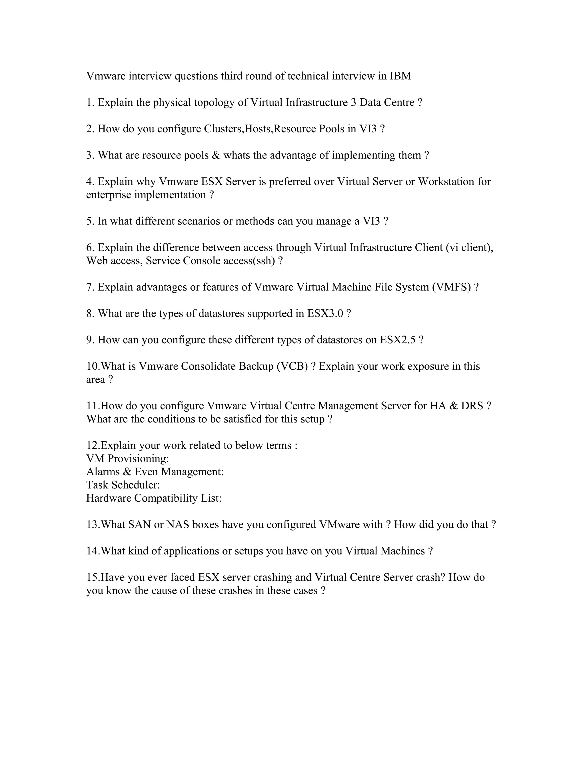 Vmware interview | PDF