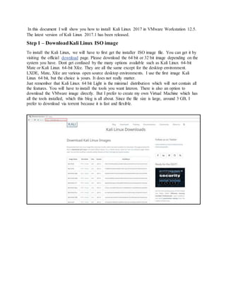 Kali Linux Installation process in VMware Step-By-Step | DOCX
