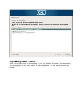 Kali Linux Installation process in VMware Step-By-Step | DOCX