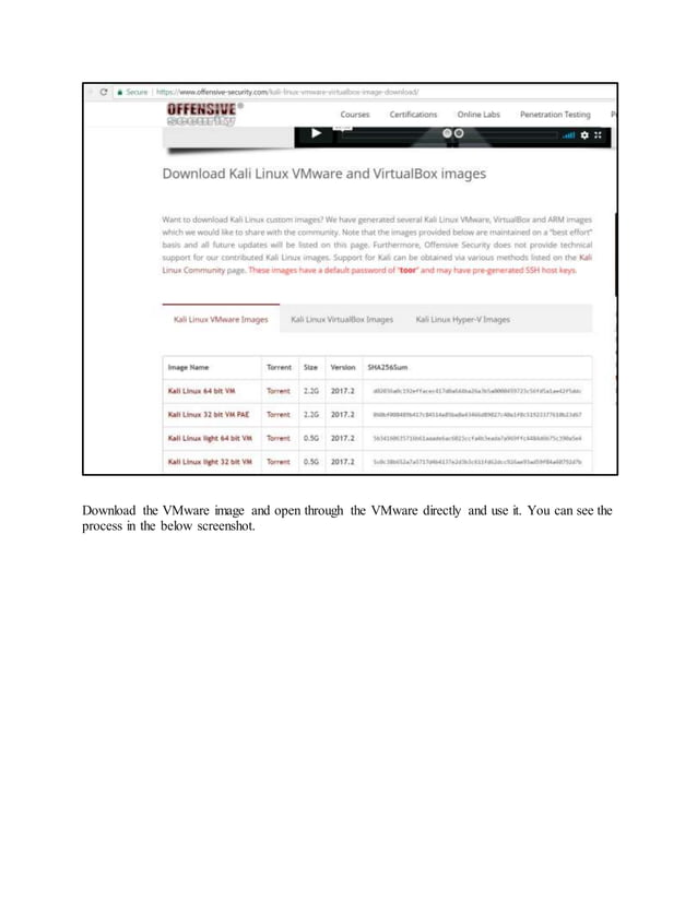 Kali Linux Installation process in VMware Step-By-Step | DOCX