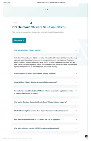 VMware to Cloud: OCI, OCVS, VMware to Oracle Cloud Infrastructure | PDF