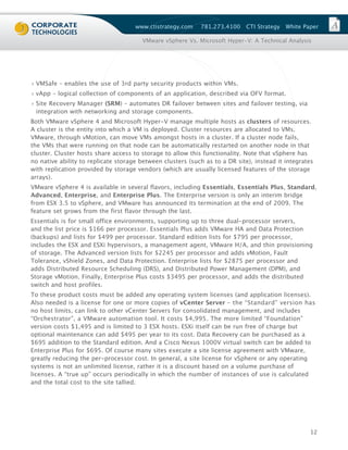 VMware vSphere Vs. Microsoft Hyper-V: A Technical Analysis | PDF