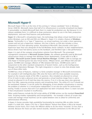 VMware vSphere Vs. Microsoft Hyper-V: A Technical Analysis | PDF