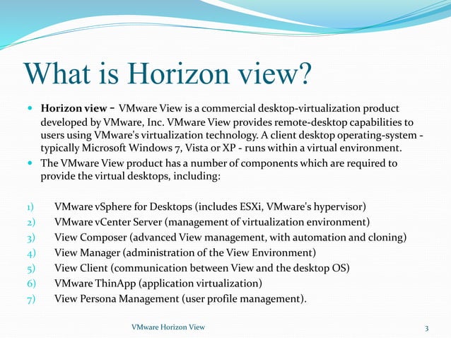 Vmware view overview | PPTX | Operating Systems | Computer Software and Applications