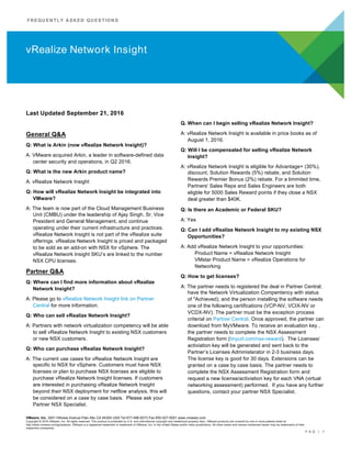 VMware vRealize Network Insight Frequently Asked Questions FAQ | PDF